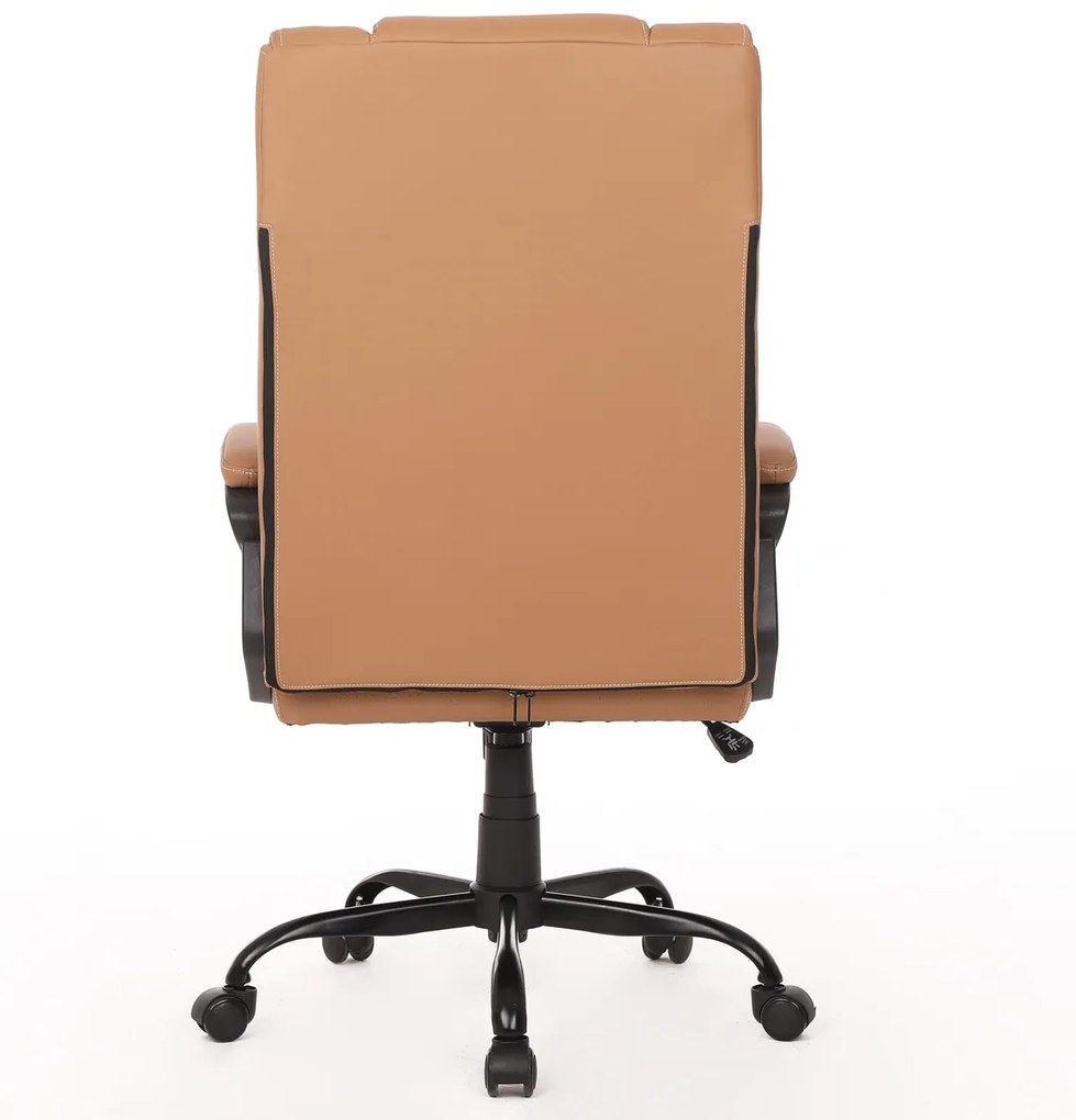 Židle kancelářská, krémová ekokůže, kovový kříž