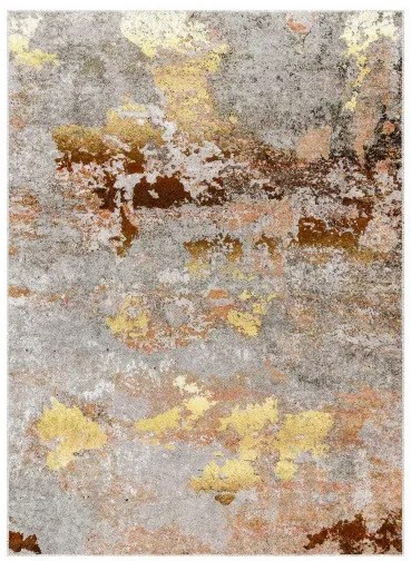 Dywany Łuszczów, Kusový koberec Miro 51463.802 Abstraction grey / gold, 80x150, vícebarevná, koupelna
