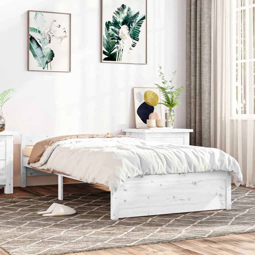 Rám postele bílý masivní dřevo 90 x 190 cm Single,  815010