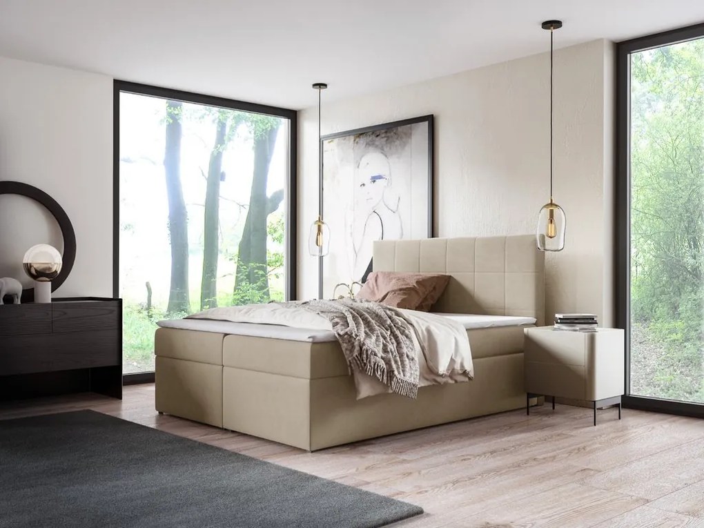 Eka Kontinentální čalouněná postel SMART - Trinity (160x200 cm) Barva látky Trinity: Světle růžová (Trinity 2319)