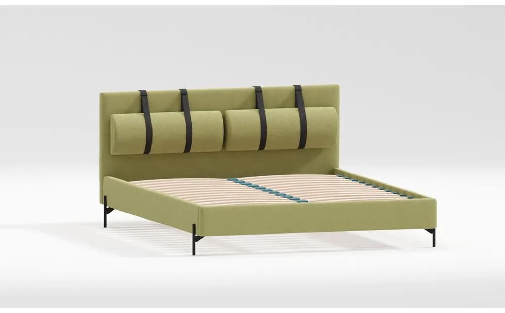 Světle zelená čalouněná dvoulůžková postel s roštem 180x200 cm Tulsa – Ropez