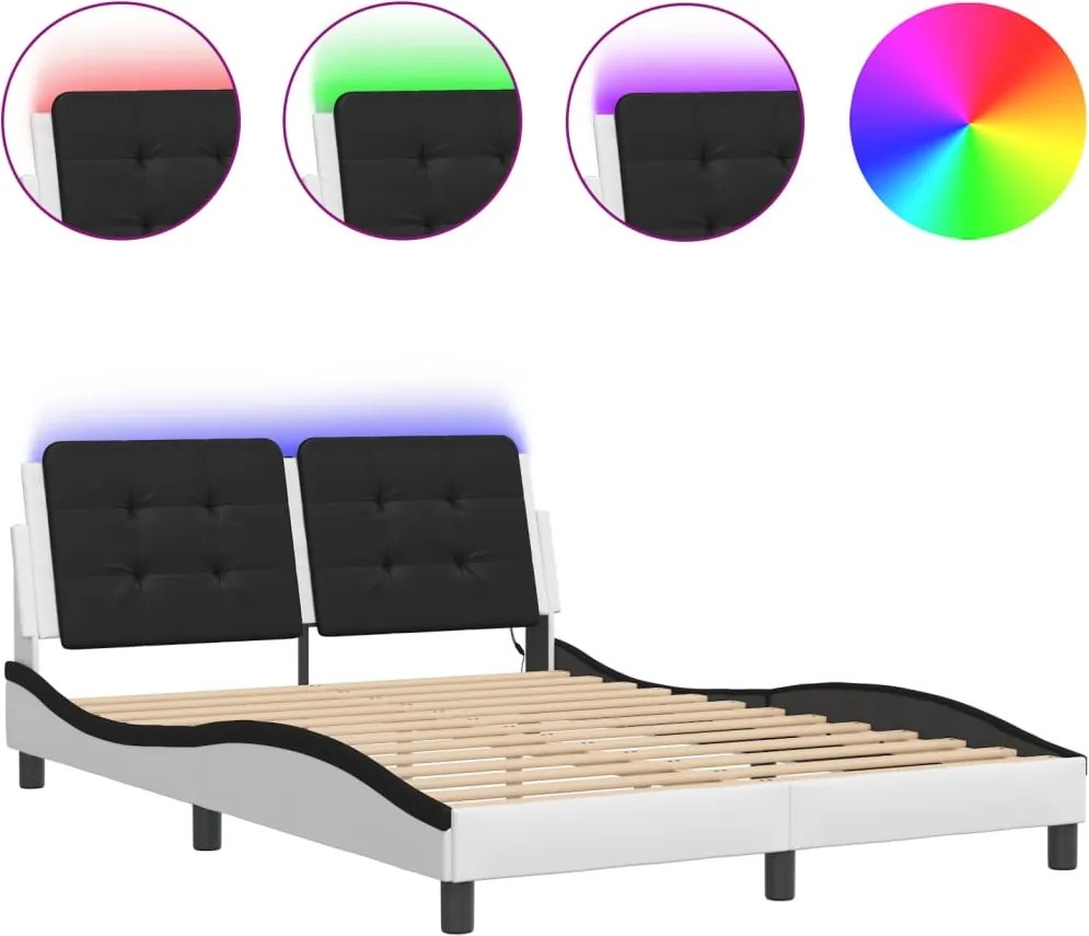 Rám postele s LED bez matrace Zadar bílý a černý 140x200 cm 3214116