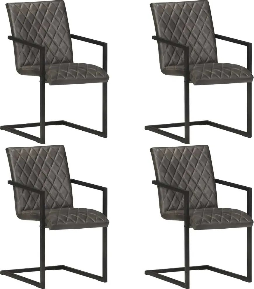 vidaXL Konzolové jídelní židle 4 ks pravá kůže [3060205] Barva: Černá