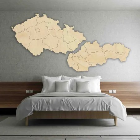 Velká dřevěná mapa Slovenska a České republiky | SENTOP M011
