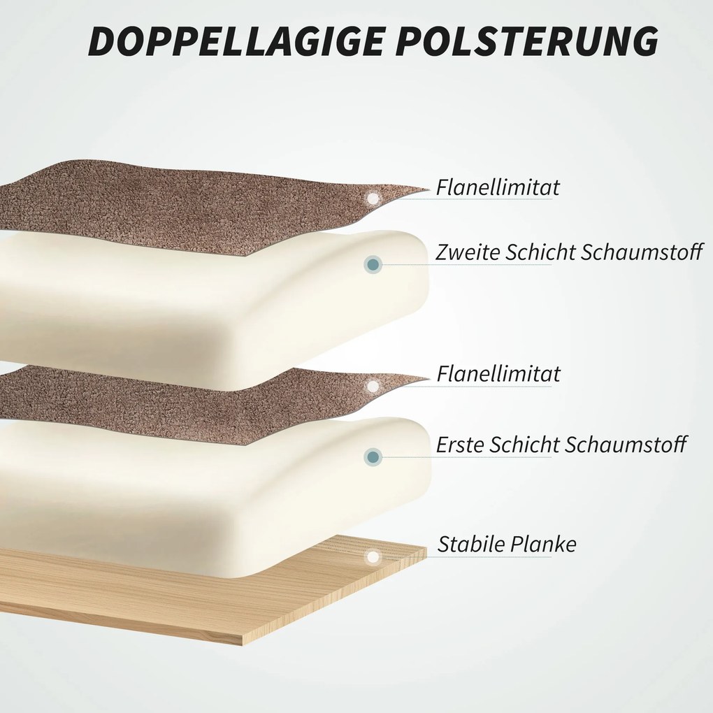 HOMCOM Ergonomická kancelářská židle, naklápěcí opěrka zad, podnožka, měkká látka, světle hnědá
