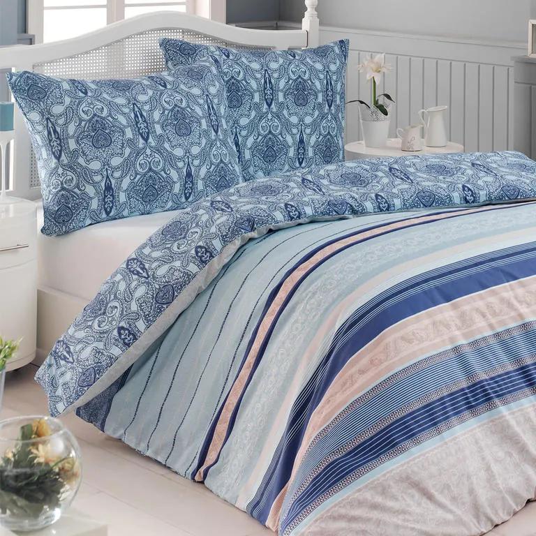 Bavlněné ložní povlečení ARAS modré francouzská postel