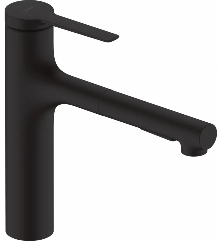 Hansgrohe Zesis M33 - Páková kuchyňská baterie 160, vytahovací sprška, 2jet, černá matná 74822670