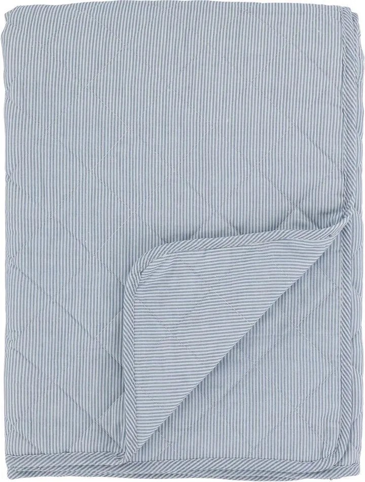 Bílo-modrý pruhovaný bavlněný přehoz Aix Quilt - 130*180 cm