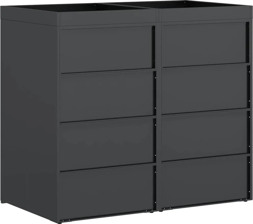 vidaXL Úložný box na 3 popelnice Antracit 340 x 77,5 x 115,5 cm Ocel [3394773]