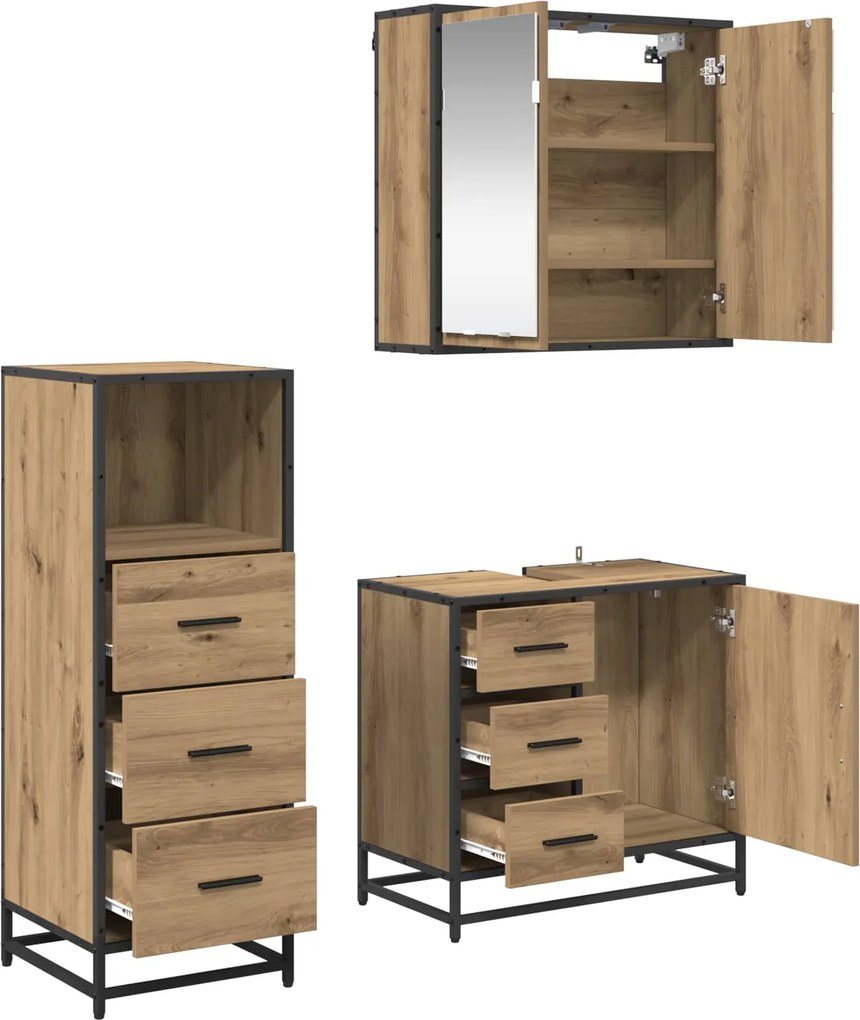 Sada koupelnového nábytku 3 ks Artisanový dub 3402424
