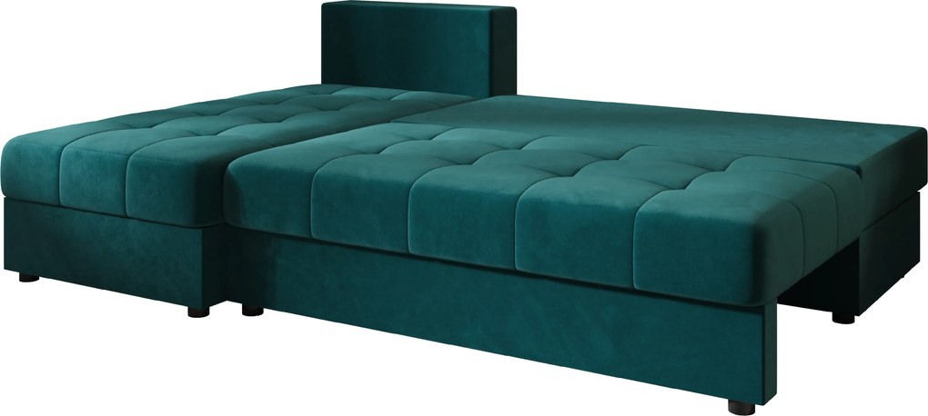 Rozkládací oboustranná sedací souprava do L VENORIA SLIM 200x143 cm, petrolejová + 2 polštářky ZDARMA
