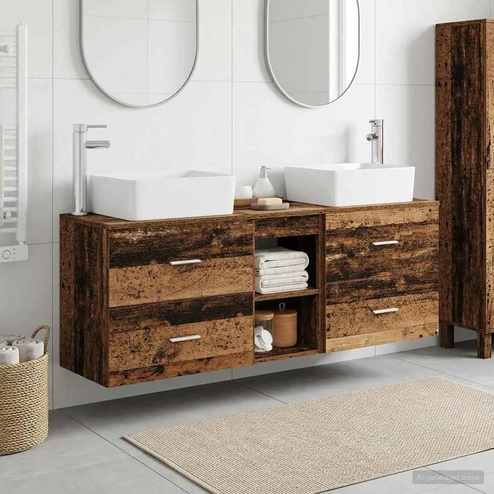 Sada koupelnových skříněk 3 ks Staré dřevo 53 x 34,5 x 63 cm 3405857