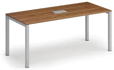 Stůl SQUARE 1800 x 800 x 750, ořech + stolní zásuvka TYP I, stříbrná