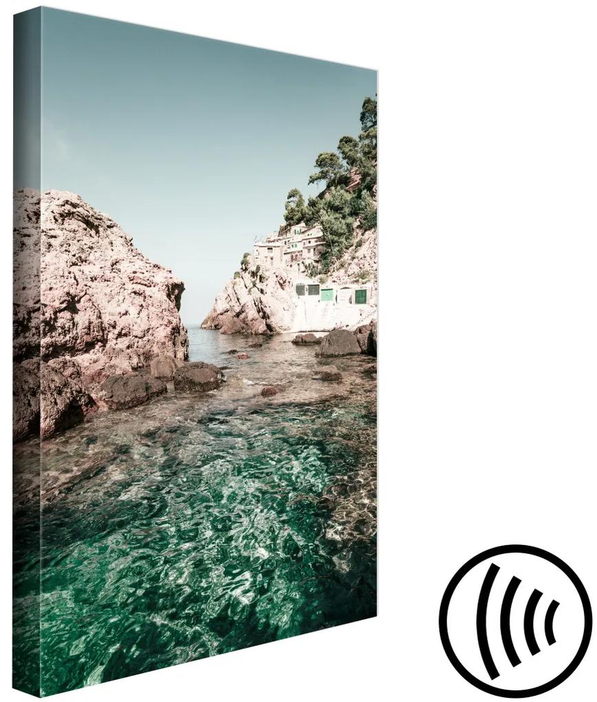 Obraz Domečky na Baleárech (1-dílný) - mořský pohled se skalami v pozadí
