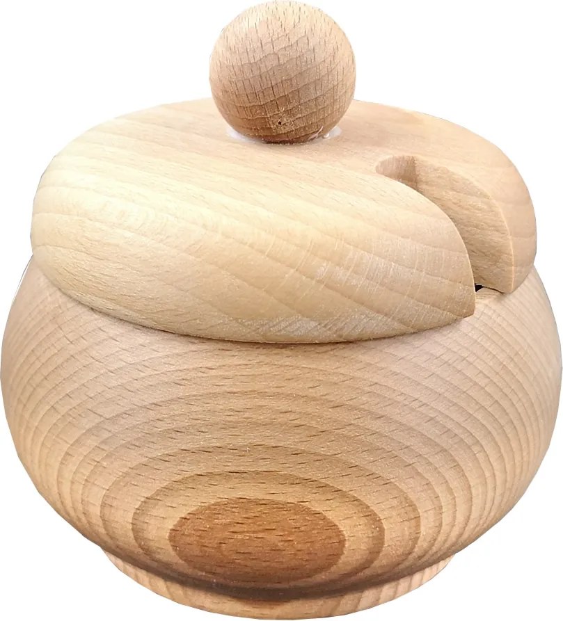 AMADEA Dřevěná cukřenka s pokličkou, masivní dřevo, 10 cm
