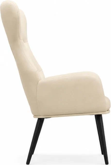 relaxační křeslo, odpočinkové, dřevo/kov/textil, 96x68x79 cm, nohy černé/krémová, Dekorino KR20260057
