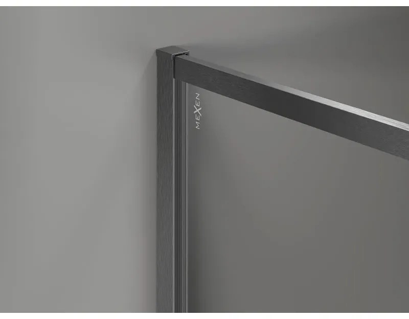 Mexen Kioto-F, sprchová zástěna s rámem 130 x 202 cm, 8 mm grafit, grafitový profil, 800-130-104-66-40