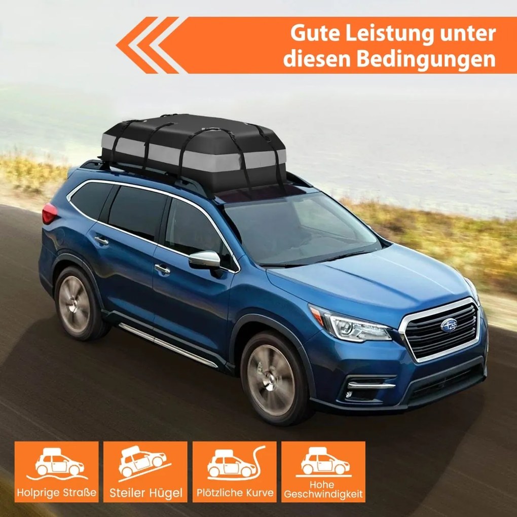 Costway Střešní box 420 l pro auto s kombinovaným zámkem a 6 dveřními háky