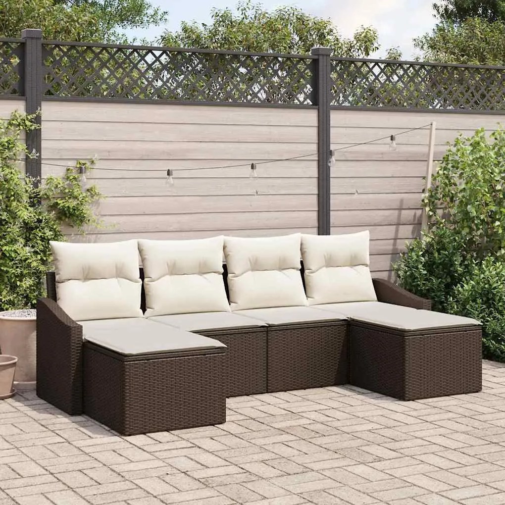 Set pohovek 6 ks Hnědá polyratan 3346828