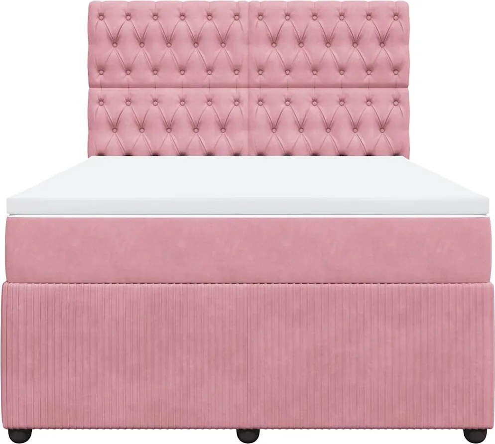 Box spring postel s matrací růžová 140x190 cm samet 3294645