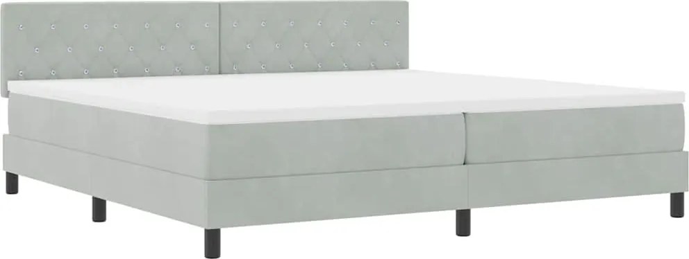 Postel s boxspringem s matrací Světle šedá 200 x 200 cm samet 3339128