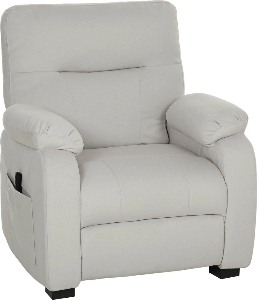 HOMCOM elektrické relaxační křeslo nastavitelná, USB připojení, opěrka nohou, boční kapsy, dálkové ovládání, 96x90x103 cm, krémová