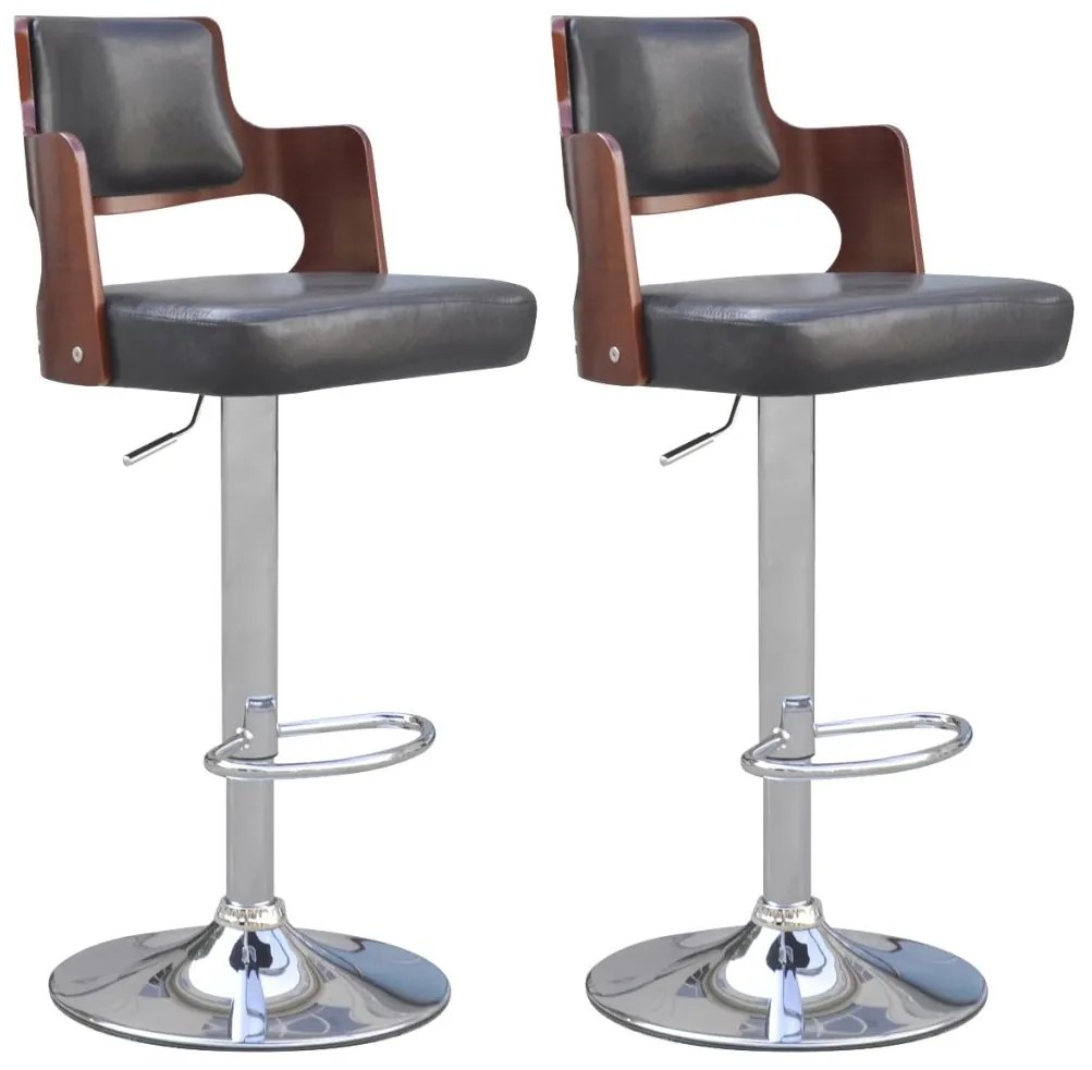 Barové židle 2 ks - umělá kůže - čtvercové sedáky | černé