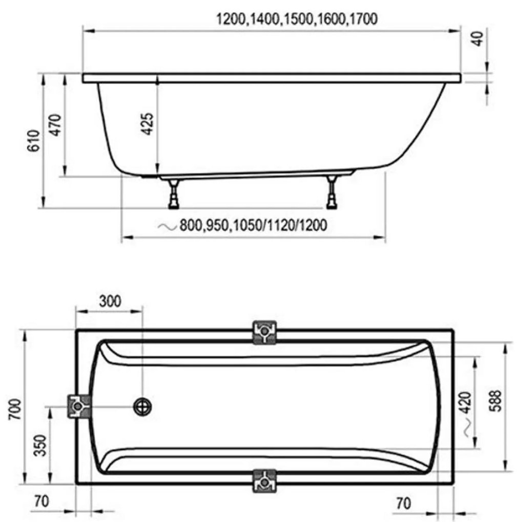 Ravak Classic II - Vana 120x70 cm, bílá CC11000000