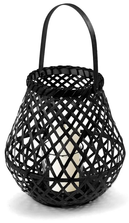 Černá bambusová lucerna Compactor Bamboo Lantern, ⌀ 25 cm