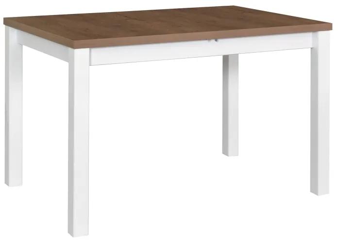 Drewmix jídelní sestava DX 42 odstín dřeva (židle + nohy stolu) bílá, odstín lamina (deska stolu) olše, potahový materiál látka
