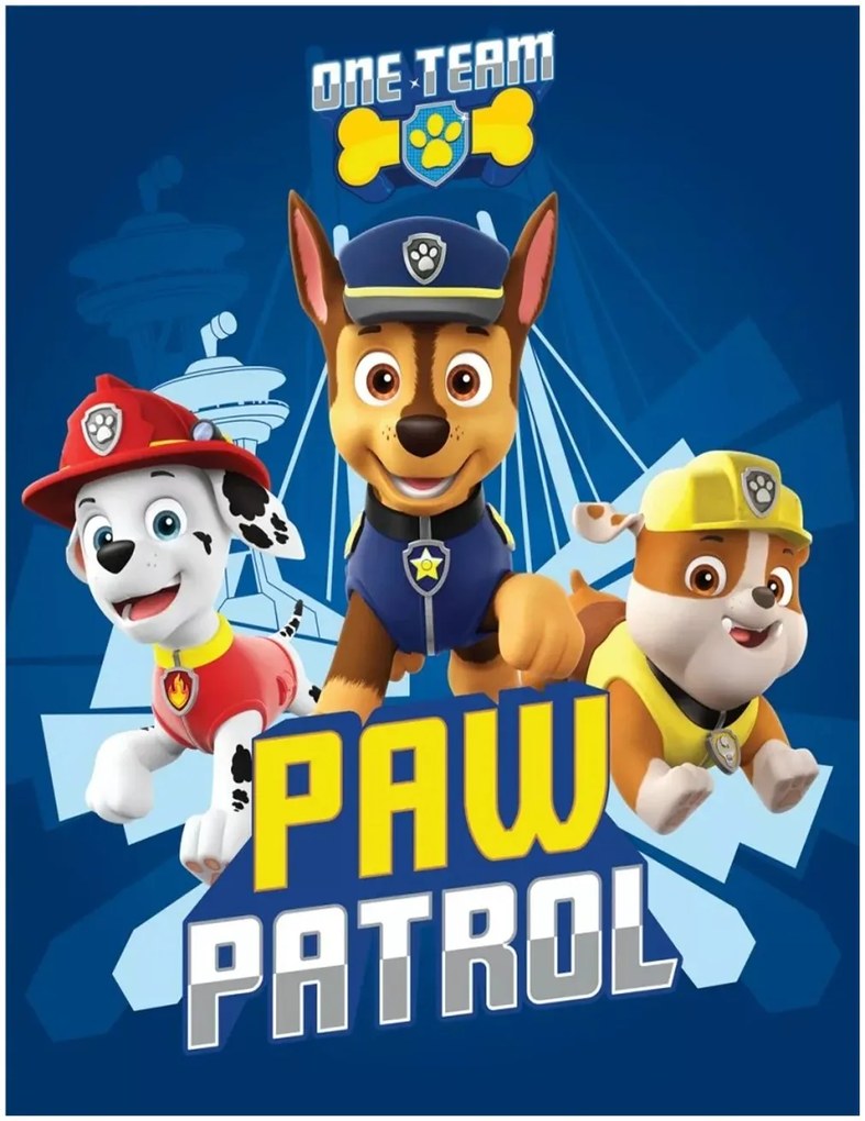 Fleecová deka Tlapková patrola - Paw Patrol - motiv One Team - 100 x 140 cm