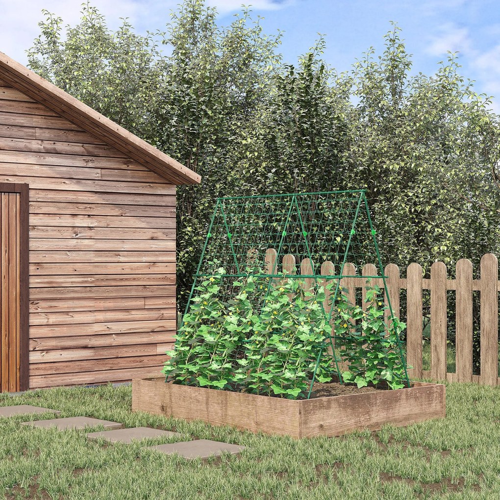 Outsunny Kovový Trellis pro Šplhající Rostliny - Zelený, Bez Rzi, 180x100x180cm, Oblouk pro Růže, Zahradní Trellis pro Rajčata, Zeleninu, Květiny, Šp…