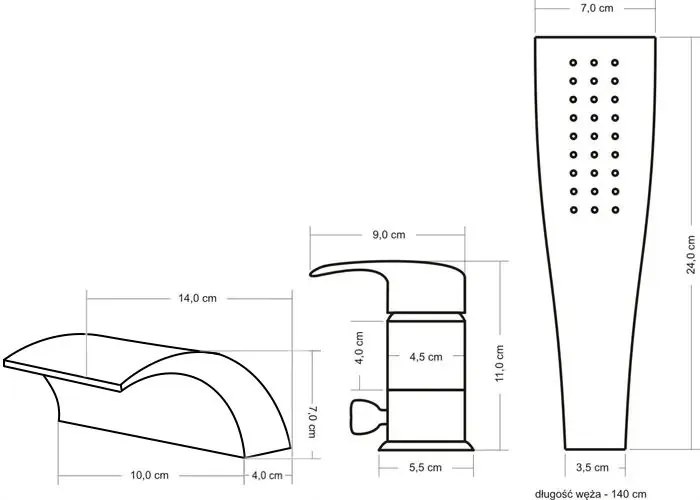 Stojánková vanová baterie REA RIVEN zlatá kartáčovaná