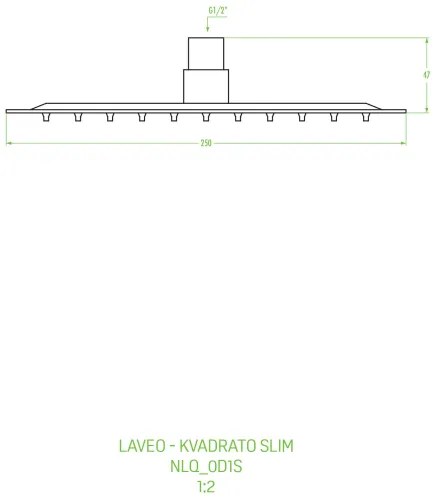 Laveo Kvadrato, horní/hlavová sprcha 250x250 mm, čtverec, chromová, LAV-NLQ_0D1S