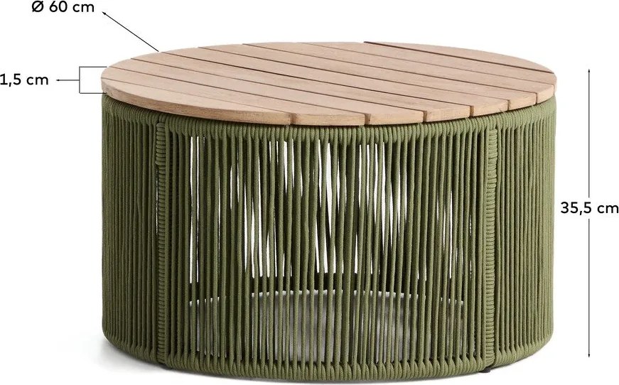 Kulatý zahradní konferenční stolek s deskou z akácie ø 60 cm Dandara – Kave Home