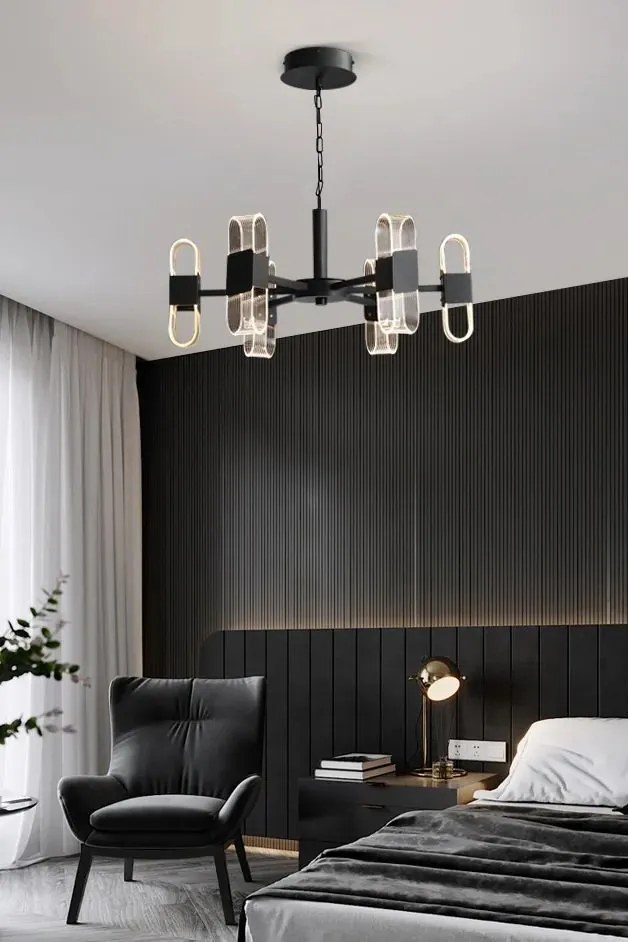 Toolight Toolight, LED závěsné stropní svítidlo 6x20W APP770-6C + dálkový ovladač, černá, OSW-05021