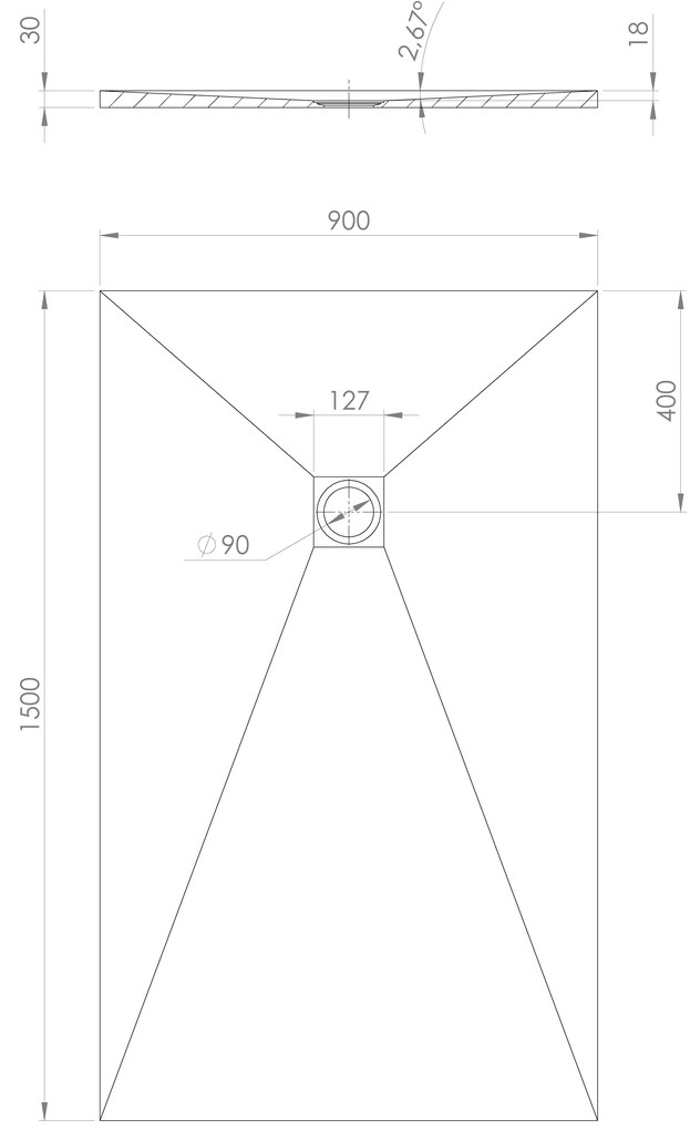 Polysan Polysan, TRENECA sprchová vanička z litého mramoru s možností úpravy rozměru 150x90cm, bílá matná, 84310.11