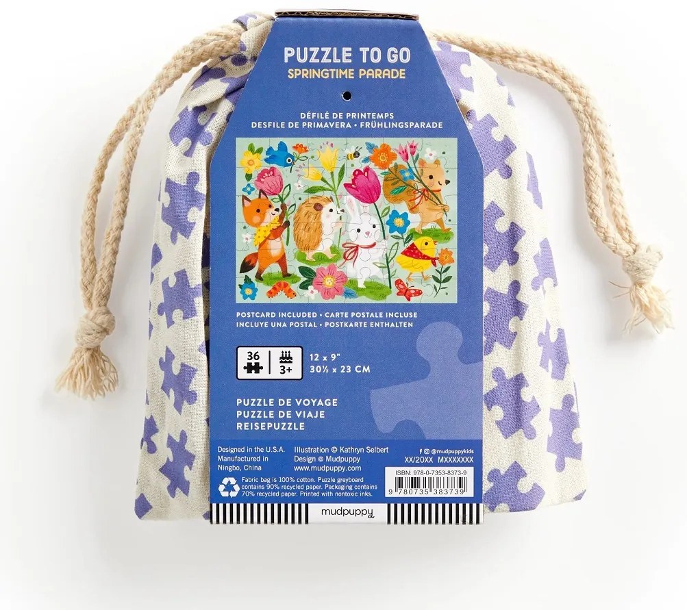 Mudpuppy Puzzle Jarní průvod v látkovém pytlíku 36 dílků