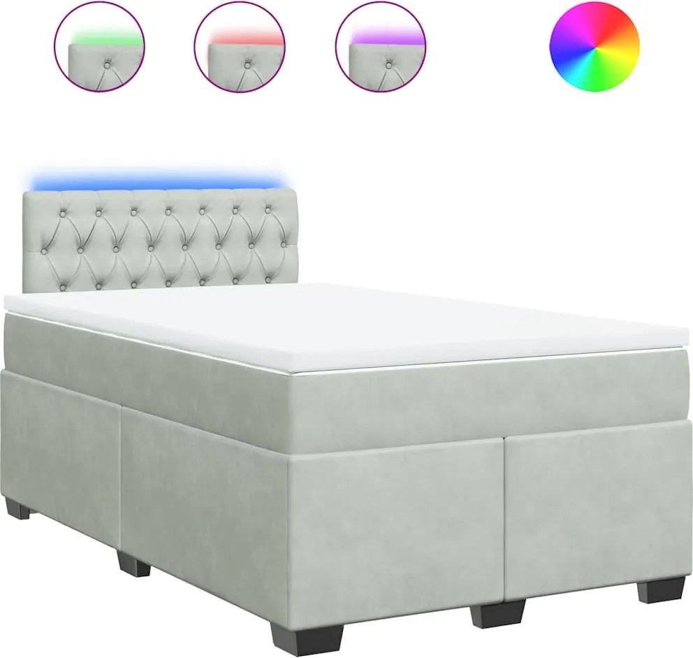 Box spring postel s matrací světle šedá 120x190 cm samet 3288564
