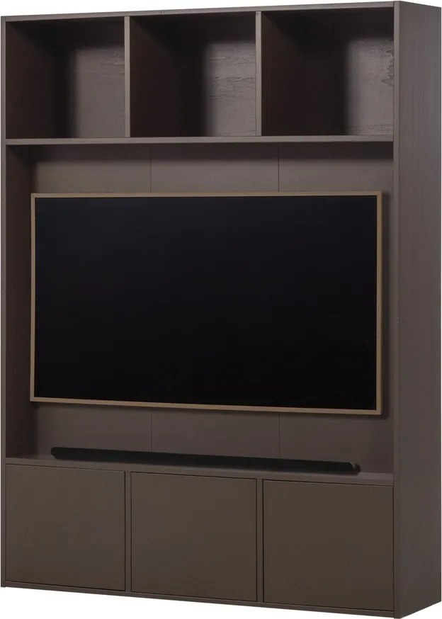 Tmavě hnědá TV sestava z borovicového dřeva 160x215x40 cm Meggy – WOOOD