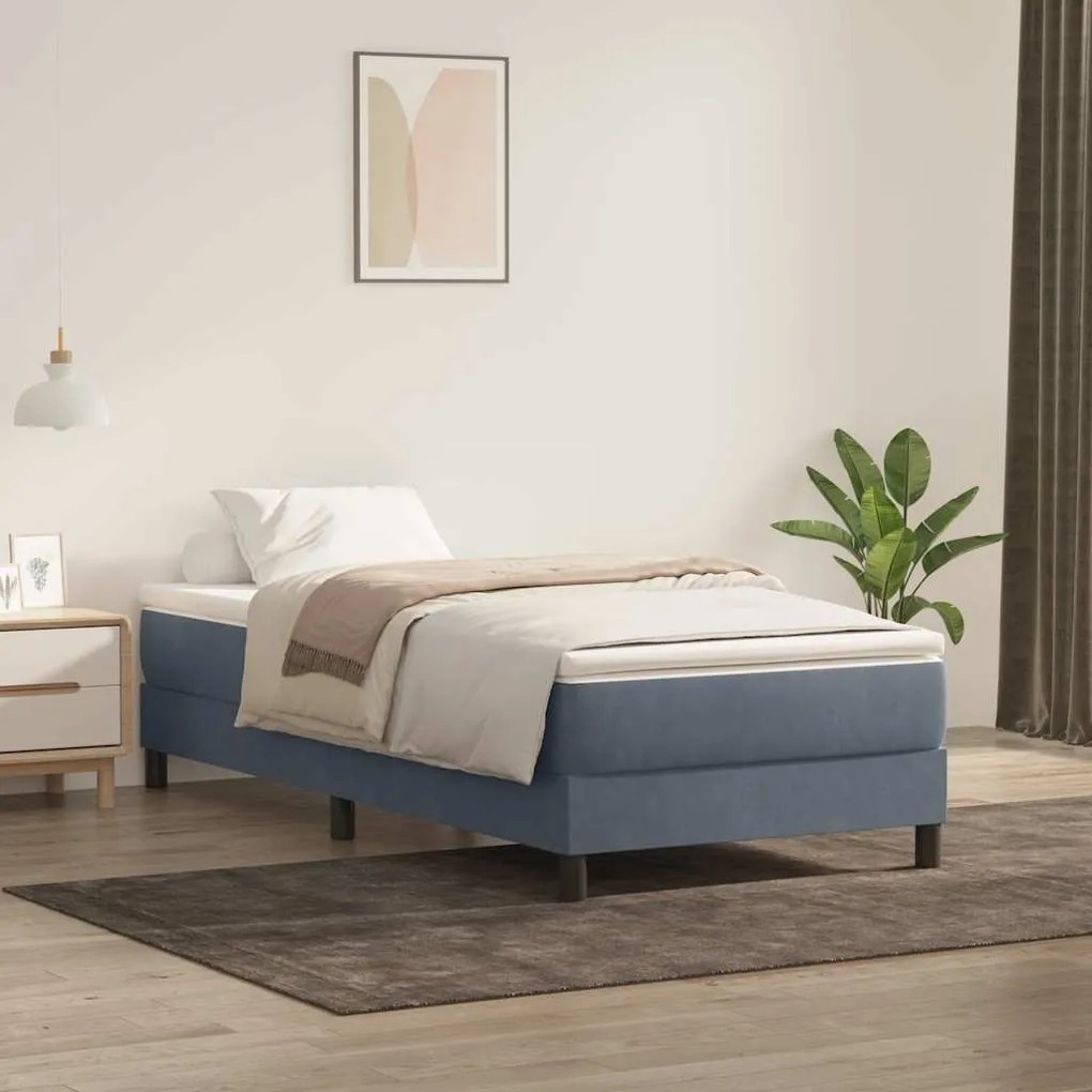 Postel Box Spring bez matrace tmavě šedá 80x220 cm samet 3315850