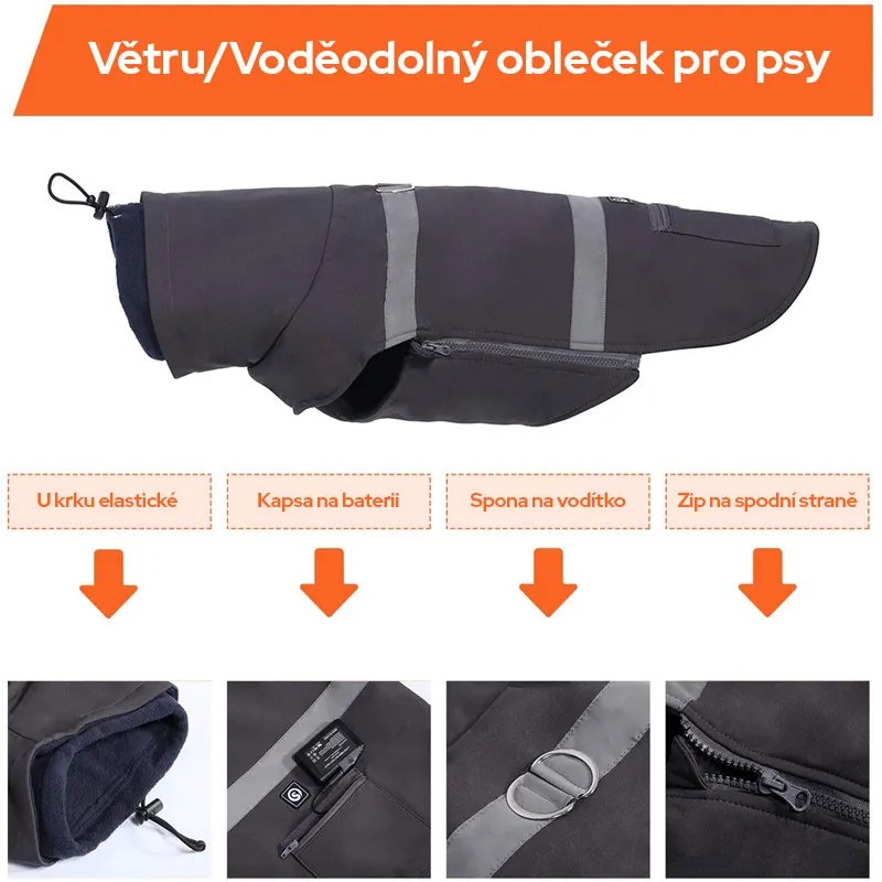 Bezdoteku Vyhřívaný obleček pro psy Savior šedý vel. M