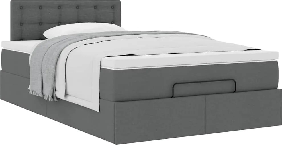 Osmanský postel s matrací tmavě šedá 120x190 cm textil 3311609