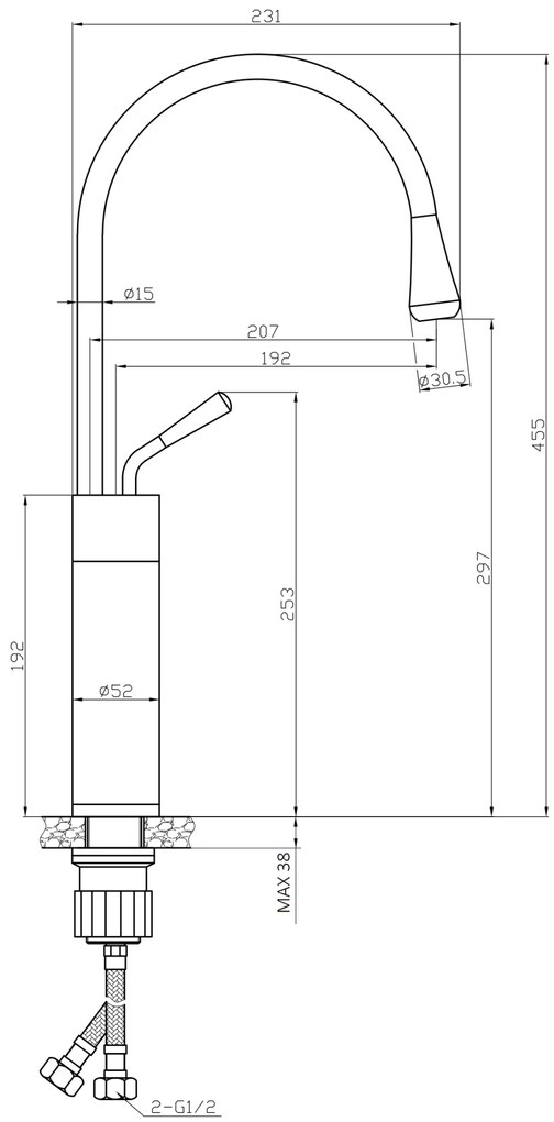 Invena Stone, vysoká umyvadlová baterie h-455, bílá-měděná, INV-BU-33-W18-V