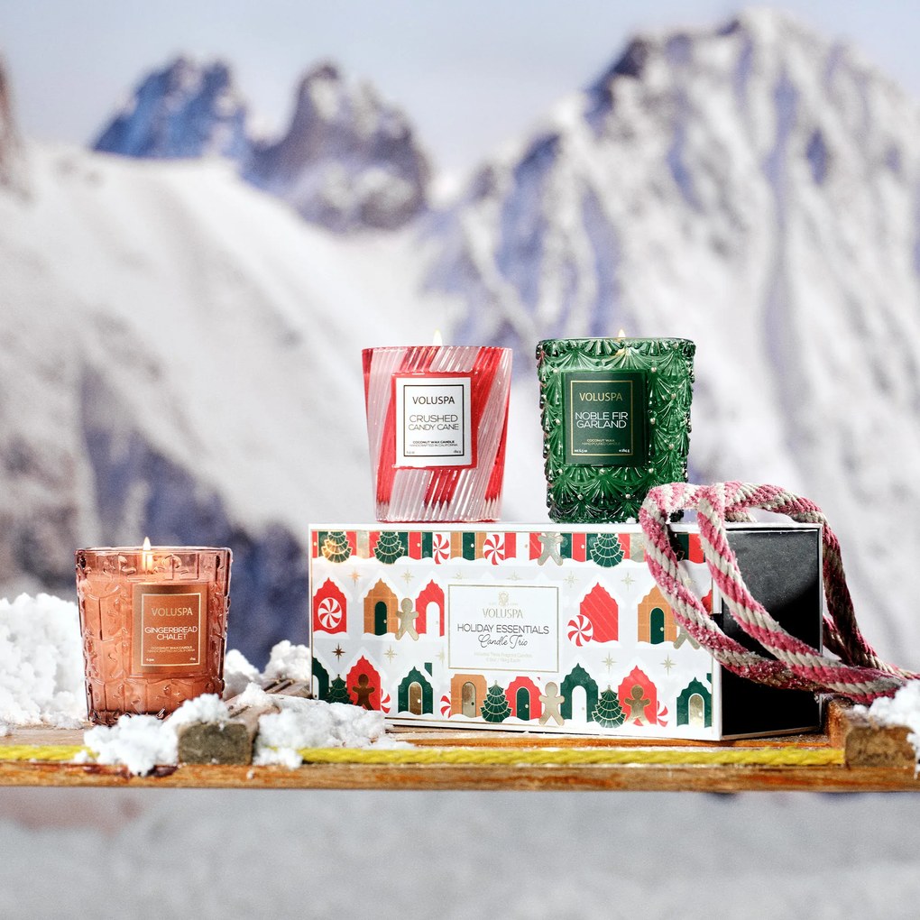 Voluspa dárková sada vánočních svíček Holiday Essentials Trio, 3x184 g