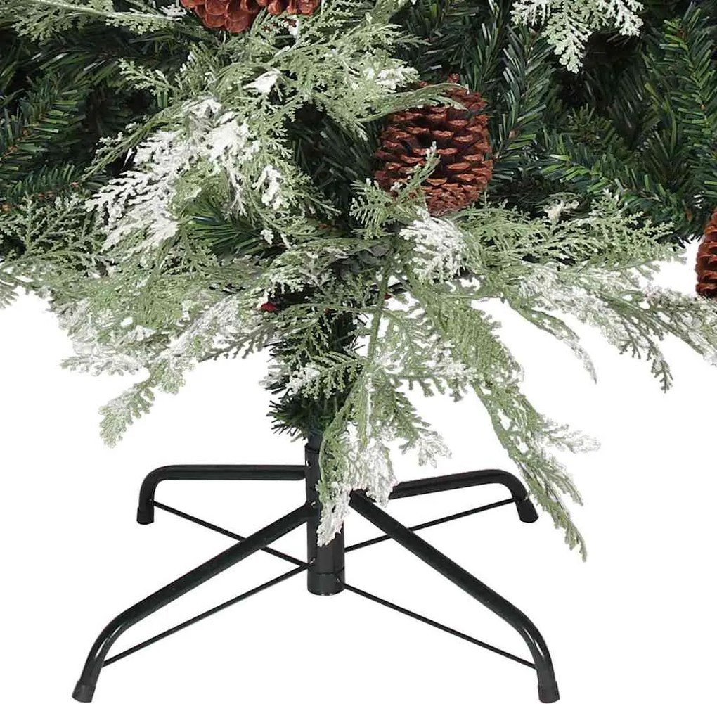 Vánoční stromek se šiškami zelenobílý 195 cm PVC a PE 340535