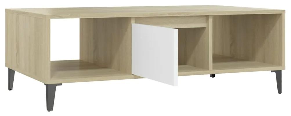 vidaXL Konferenční stolek bílý a dub sonoma 103,5x60x35 cm dřevotříska