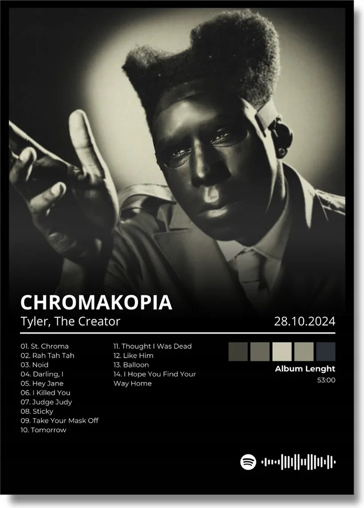 Plakát Tyler The Creator Chromakopia Dárek pro kluka, album v rámečku A3