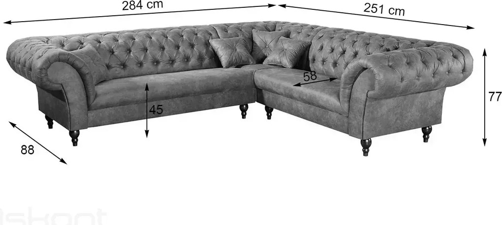Askont Chesterfield Preston: Rohová sedací souprava green