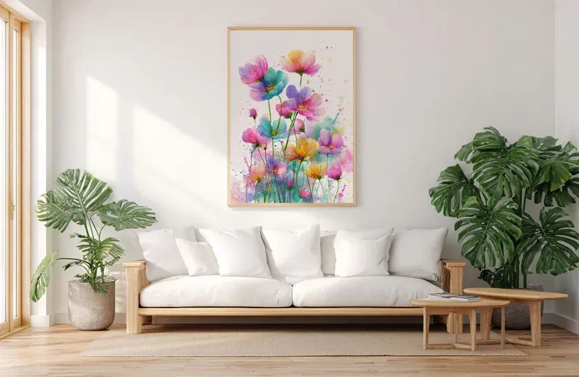 Barevná louka - obraz - Jemné květiny v akvarelovém stylu 43 - A2 – 420 × 594 mm - 449 Kč